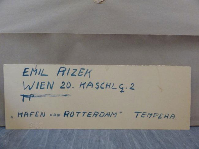 RIZEK, Emil. Tempera on Paper. "Hafen Von : Lot 10