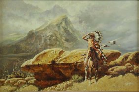 BOGARD, G. Oil on Canvas. American Indians in : Lot 14