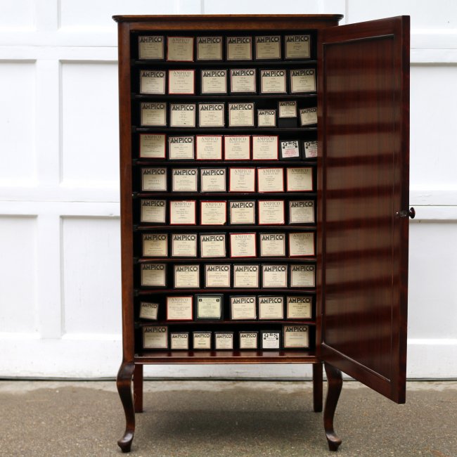 AMPICO MAHOGANY PIANO ROLL CABINET : Lot 225L
