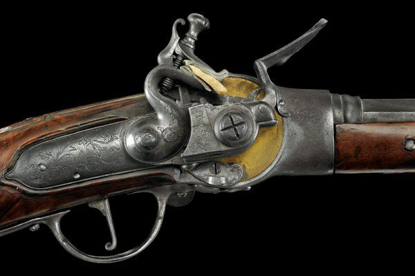 57: A rare repeating flintlock gun by Antonio Costantin : Lot 57