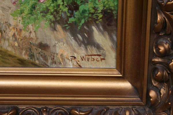 527: R. Weber Oil Painting of Venetian Canal Scene : Lot 527