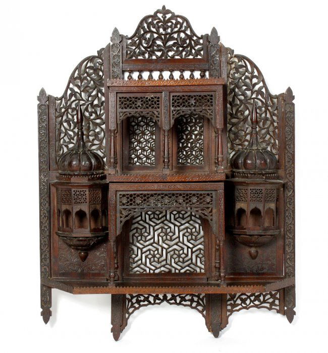 An Indian carved hardwood wall shelf : Lot 926