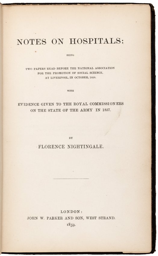 Florence Nightingale Notes on Hospitals 1859 : Lot 257