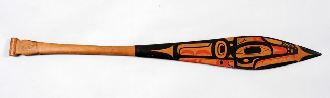 678: Tlingit Dance Paddle with Painted Design ca. 1920' : Lot 678