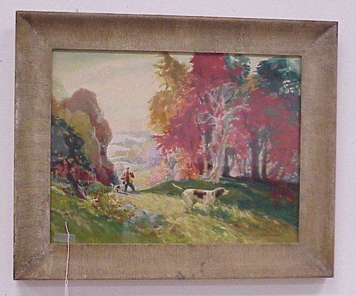 865: Watercolor Hunt Scene Lloyd R. Jones Artist : Lot 865