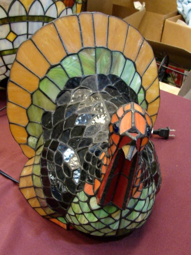 111: Stained Glass Turkey Lamp : Lot 111