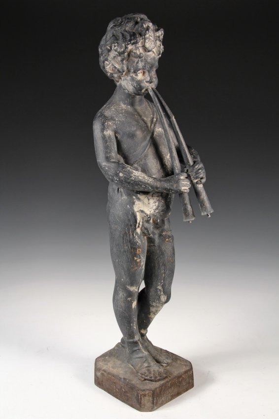 CAST LEAD GARDEN STATUE - Black Painted Lead Sculpture : Lot 7